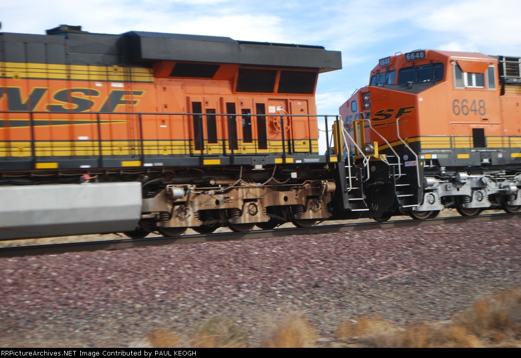 BNSF 6648 close up shot as she goes by me.